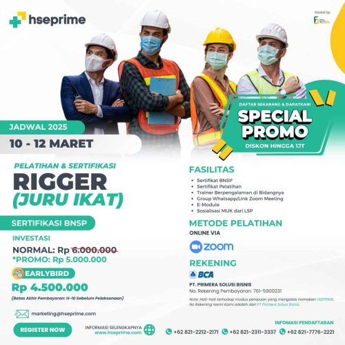 Pelatihan Rigger Sertifikasi BNSP - HSE Prime
