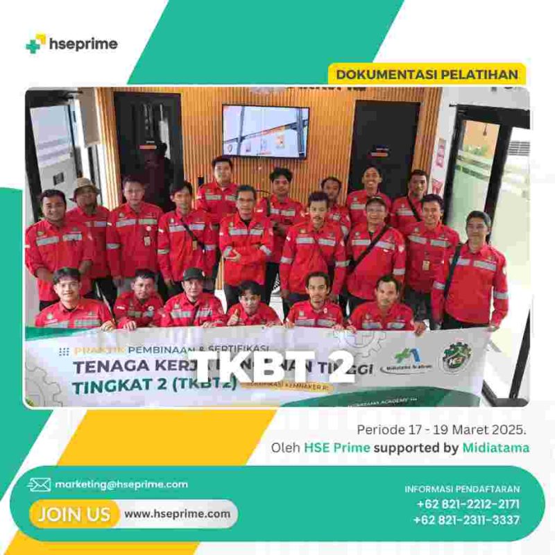 Pelatihan dan Sertifikat TKBT 2 Resmi Kemnaker RI - HSEPRIME