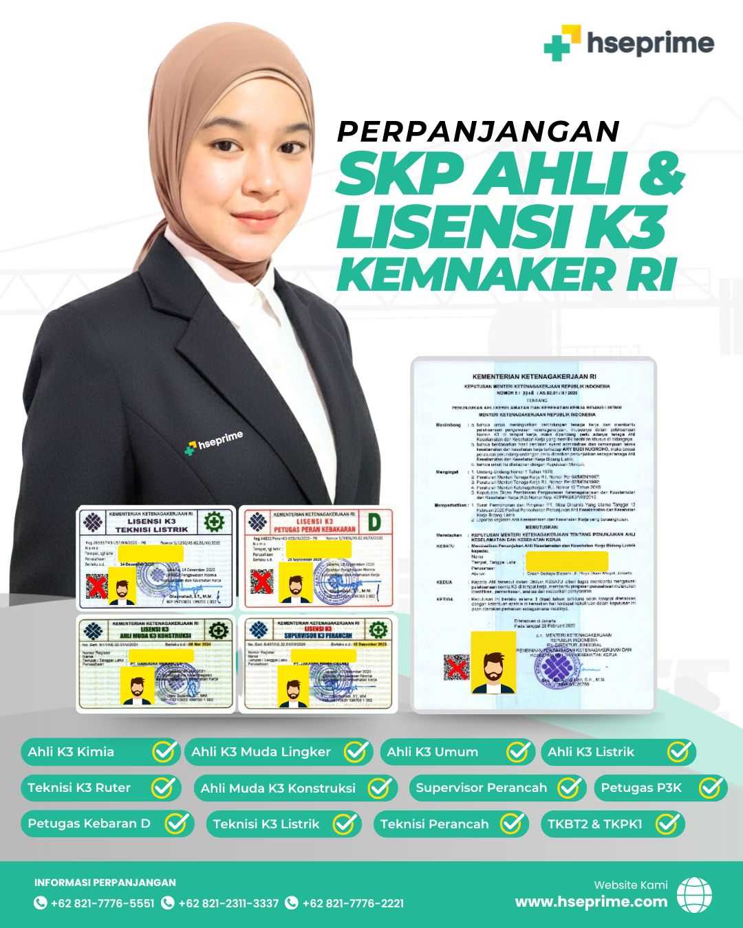 Perpanjangan SKP Ahli K3 & Lisensi K3 - HSEPRIME